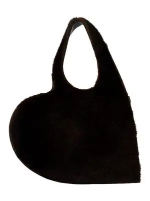 Coperni Faux Fur Heart Shoulder Bag - Brown
