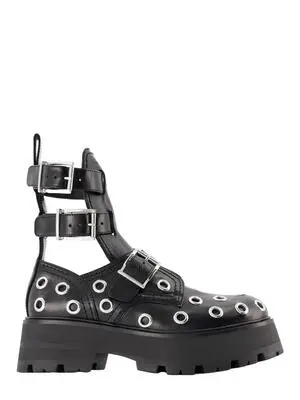 Alexander McQueen Leather Ankle Boots - Black