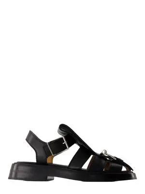 Alexander McQueen Leather T-bar Sandals - Black