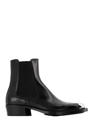 Alexander McQueen Boxcar Leather Boots Black