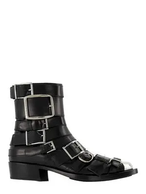 Alexander McQueen Boxcar Boots In Leather - Black