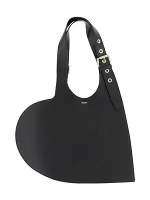 Coperni Belt Heart Leather Shoulder Bag - Black