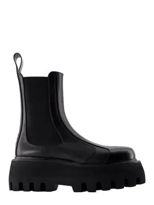 Alexander McQueen Leather Rubber Boots - Black