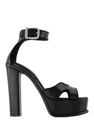Alexander McQueen Leather Platform Pumps With Silver Hardware - Black