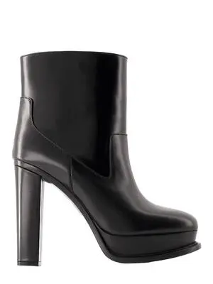 Alexander McQueen 120 Mm Leather Ankle Boots - Black