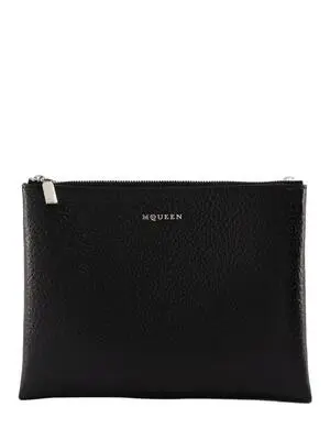 Alexander McQueen Leather Cross Bar Clutch - Black