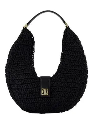 ANINE BING Lou Monogram Shoulder Bag - Black
