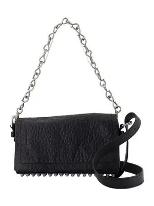 Alexander Wang Ricco Crushed Leather Shoulder Bag - Black