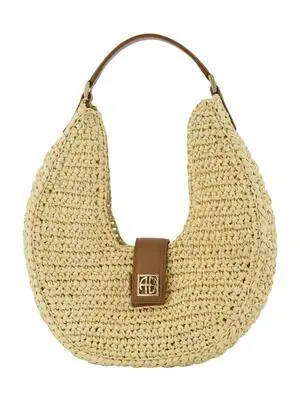 ANINE BING Lou Monogram Shoulder Bag - Beige
