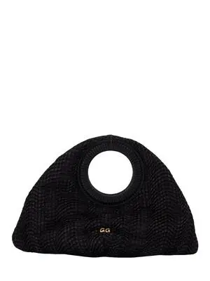 Cult Gaia Thais Top Handle Raffia Bag - Black