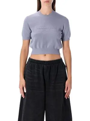 Alexander Wang Cropped Ribbed Chenille Sweater - Lavender Grey
