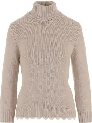 Magda Butrym Cashmere Sweater With Scalloped Hem - Ivory