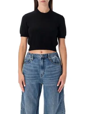 Alexander Wang Cropped Chenille Sweater - Black