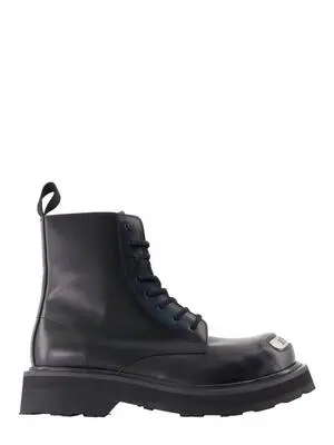 Kenzo Lace Up Leather Boots - Black