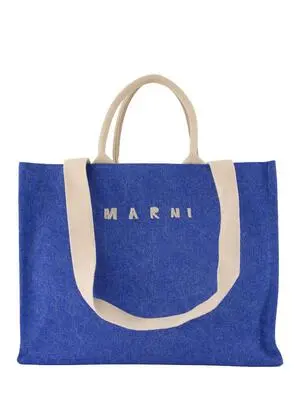 Marni Large Cotton Shopper - Blue