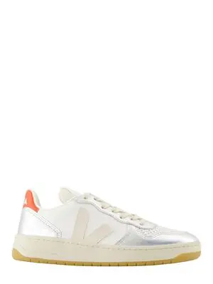 VEJA V-10 Leather Sneakers - Silver