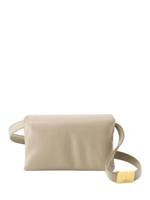 Marni Small Prisma Leather Hobo Bag - Beige