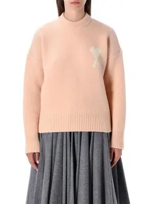 Ami Crewneck Alpaca Sweater - Pink