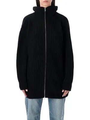 MAISON MARGIELA Ribbed Knit Cardigan Dress - Black