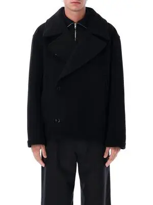 LEMAIRE Boxy Wool Pea Coat - Black