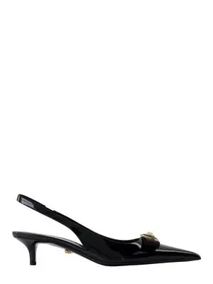 Versace Leather Slingback Pumps - Black