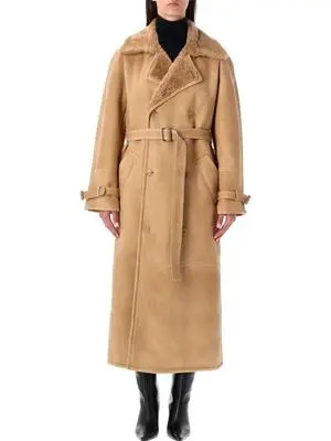SWORD 6644 Long Shearling Coat - Beige