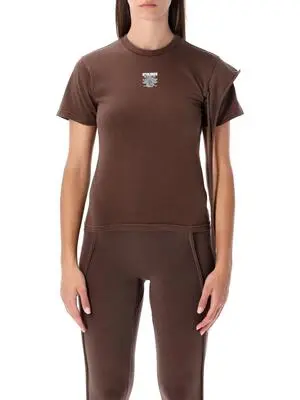 Ottolinger Fitted T-Shirt With Asymmetric Shoulder Detail Dark Brown