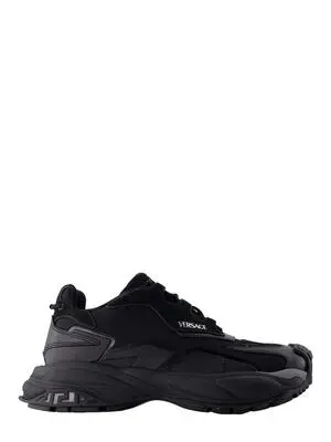 Versace Low Top Leather Sneakers - Black