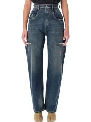 MAISON MARGIELA High-waisted Straight Leg Jeans - Washed Indigo