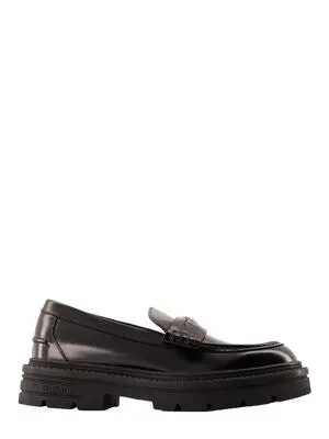 Versace Loafers In Calf Leather - Black