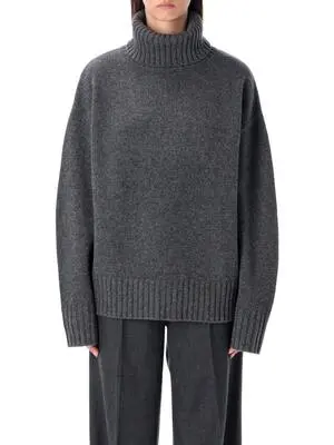 RHEA Heavy Turtleneck Sweater - Mid Grey