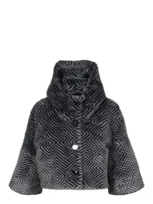 RRD Geometric Faux Fur Jacket - Grey