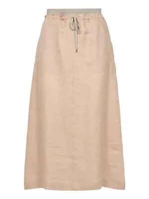 GRAN SASSO Flared Linen Skirt - Sand