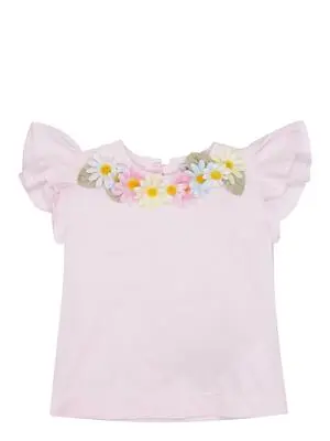 Monnalisa T-shirt With Daisy Detail - Pink