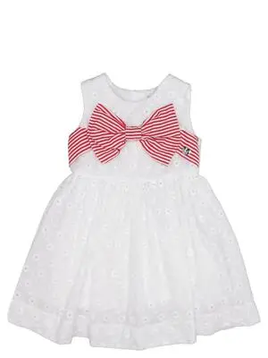 Monnalisa Dress With Applique - Bianco+rosso
