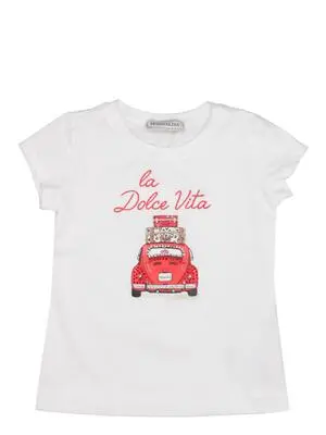 Monnalisa T-shirt With 'la Dolce Vita' Graphic - White