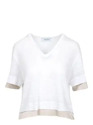 GRAN SASSO Linen Blend Top - White