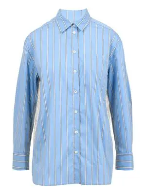 SEMICOUTURE Striped Poplin Shirt - Light Blue+white