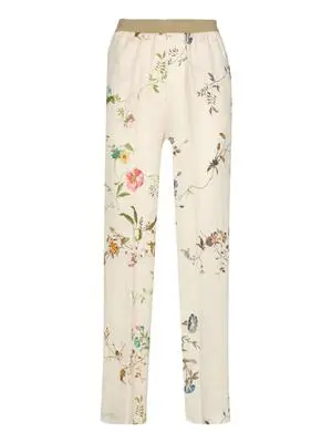 SEMICOUTURE Floral Linen Trousers