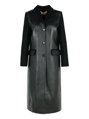Marni Leather And Virgin Wool Coat - Black