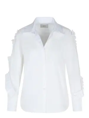 Coperni Cotton Shirt With Ruffle Detail - White
