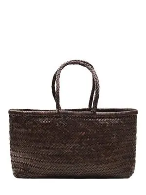 Dragon Diffusion Handwoven Buffalo Calf Leather Basket Tote Dark Brown