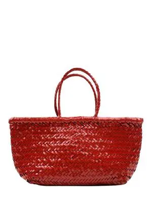 Dragon Diffusion Dragon Diffusion Handwoven Leather Basket Tote Patent Red