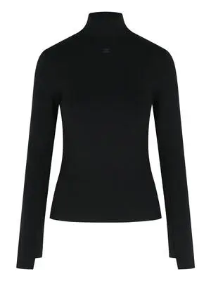 COURREGES Turtleneck Sweater In Viscose Blend - Black