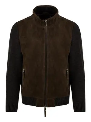THE JACK LEATHERS Francis Knit Jacket - Moka/anthracite