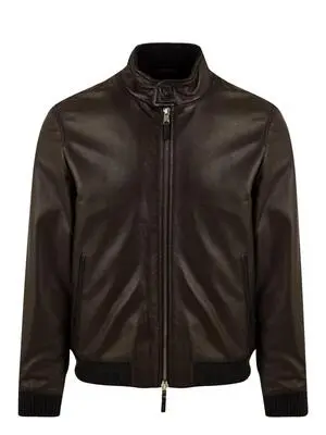 THE JACK LEATHERS Printed East Village Jacket - Dark Brown
