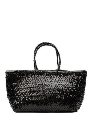 Dragon Diffusion Dragon Diffusion Handwoven Leather Basket Tote Patent Black