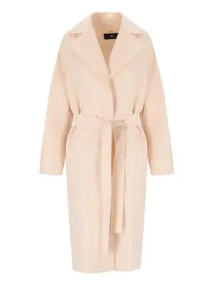 Elisabetta Franchi Wool Belted Coat - Pink