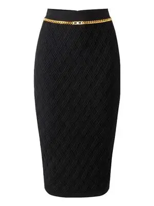 Elisabetta Franchi Diamond Patterned Knitted Skirt - Black