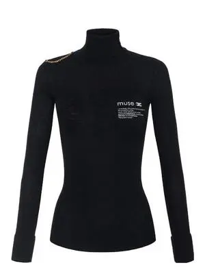 ELISABETTA FRANCHI Knit Turtleneck With Chain Detail